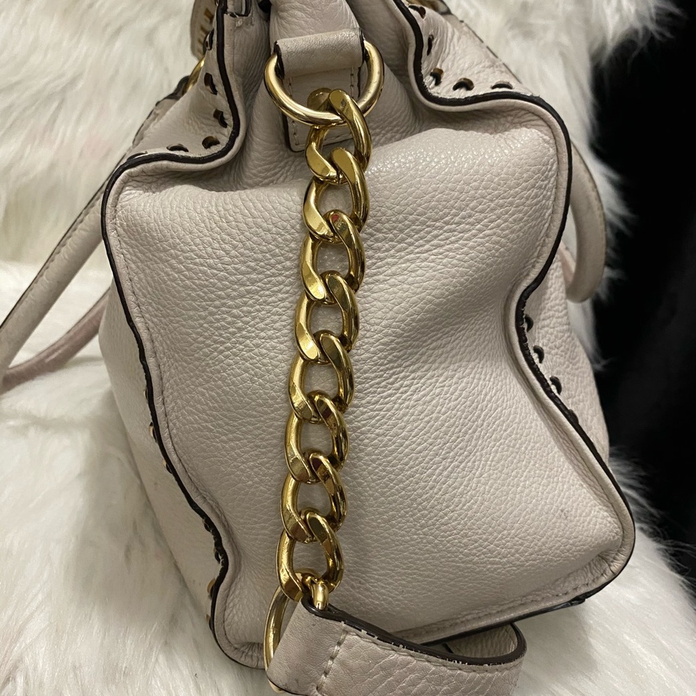 Michael Kors Ivory Leather Bag W/ Woven Gold Trim - Gem
